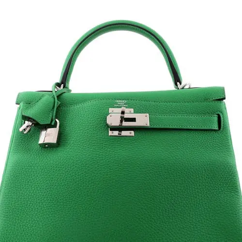 Hermès Kelly Handbag Togo With Palladium Hardware 28 - Green
