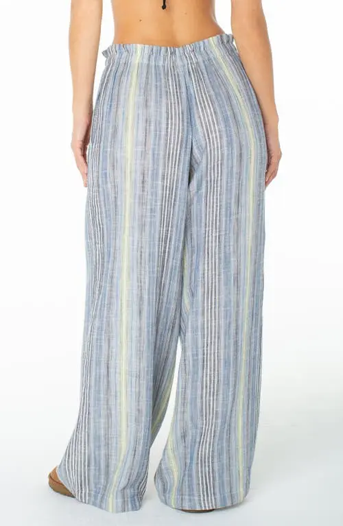 Roxy Offshore Stripe Wide Leg Cotton Pants - Mood Indigo