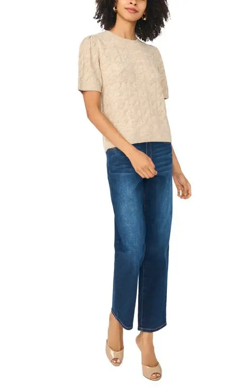 Vince Camuto Cable Stitch Puff Sleeve Sweater - Oatmeal