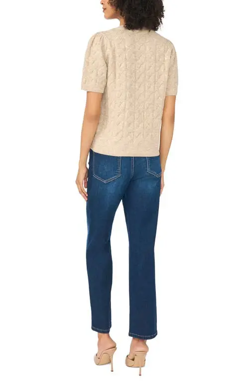 Vince Camuto Cable Stitch Puff Sleeve Sweater - Oatmeal