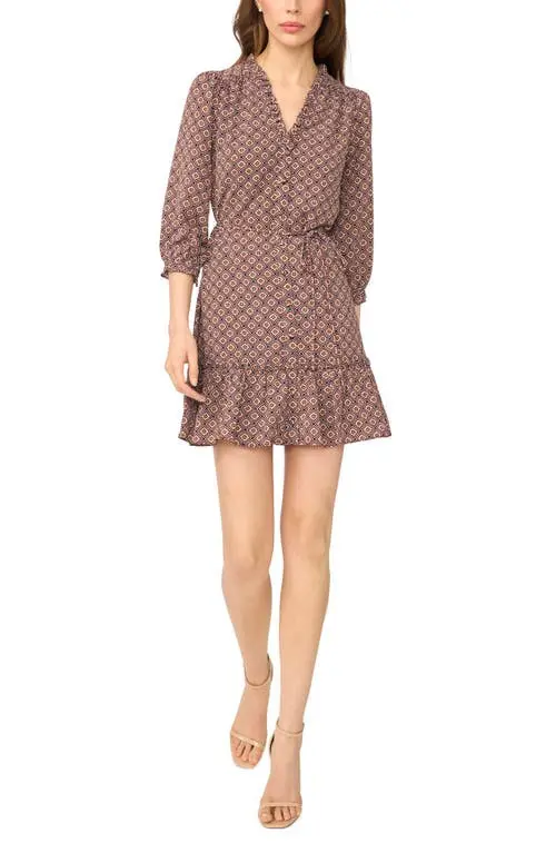 CECE DUPRAZ Ruffle V Neck Minidress