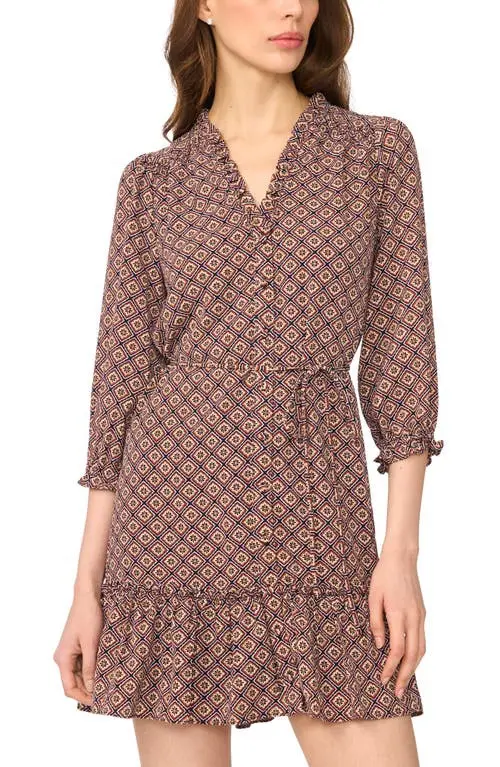 CECE DUPRAZ Ruffle V Neck Minidress