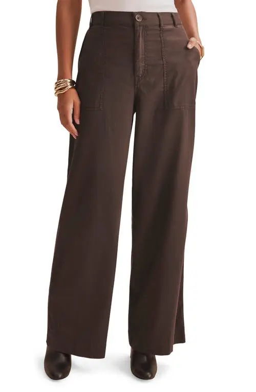 Splendid Colette Wide Leg Stretch Cotton Blend Pants - Java Brown