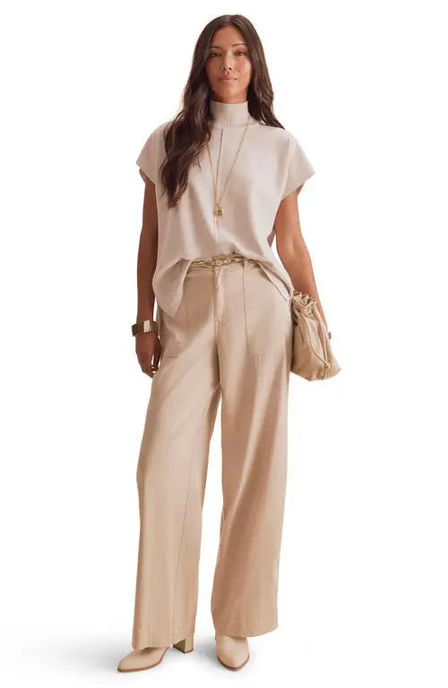 Splendid Colette Wide Leg Stretch Cotton Blend Pants - Wheat Beige