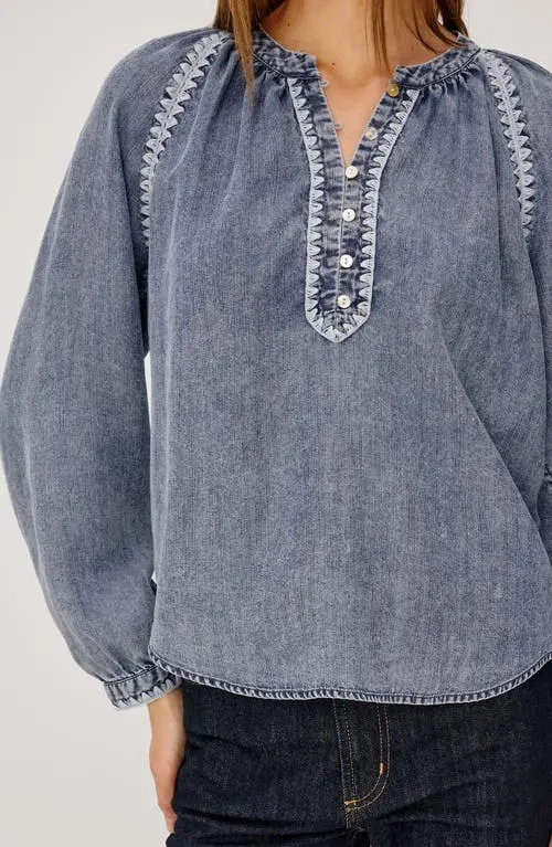 Rails Tali Embroidered Split Neck Top