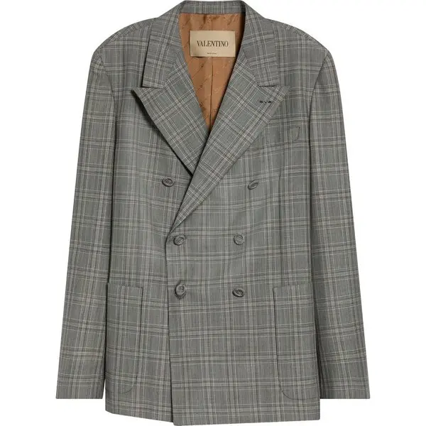Valentino Garavani Plaid Mohair & Wool Sport Coat - Grey