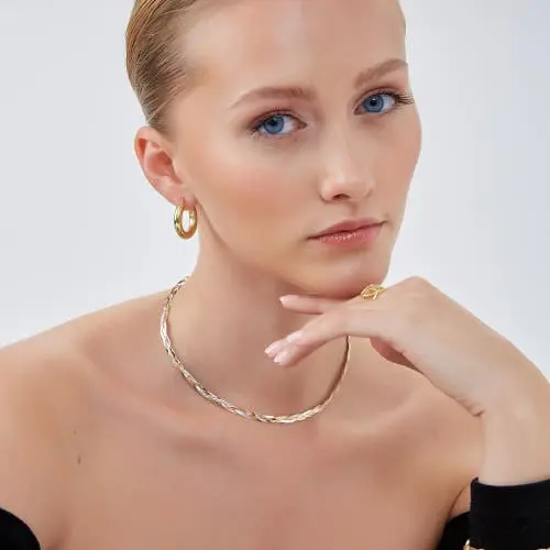 SPERO LONDON Sterling Silver Flat Necklace With Rose And Tones - Gold