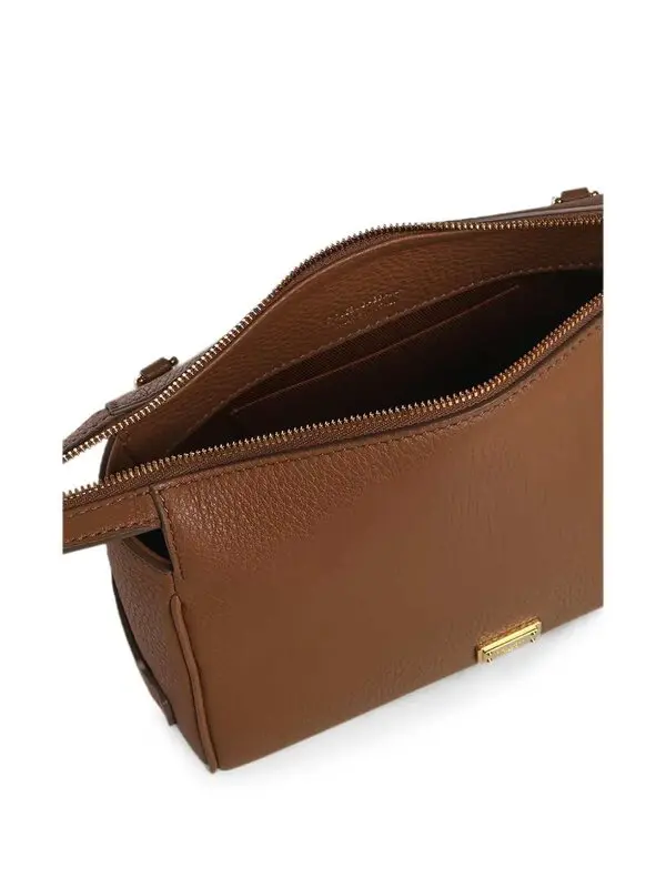 Dolce & Gabbana Vittoria Leather Tote Bag With Logo Plaque - Brown