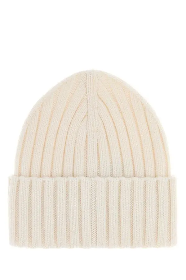Moncler Ivory Wool Beanie Hat