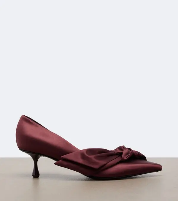 JIMMY CHOO Issy Bow-detail Satin Pumps - Burgundy