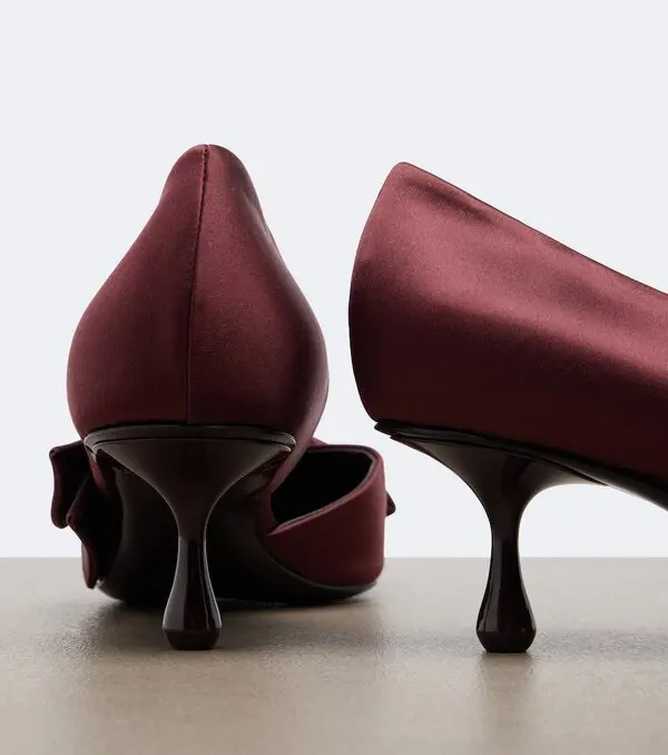 JIMMY CHOO Issy Bow-detail Satin Pumps - Burgundy