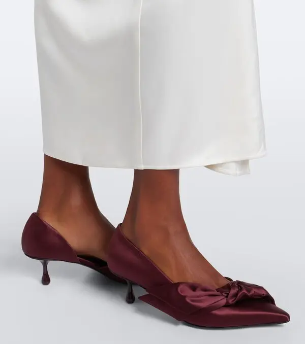 JIMMY CHOO Issy Bow-detail Satin Pumps - Burgundy