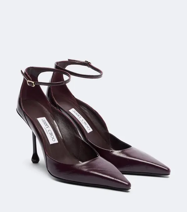 JIMMY CHOO Quinci Leather Pumps - Burgundy