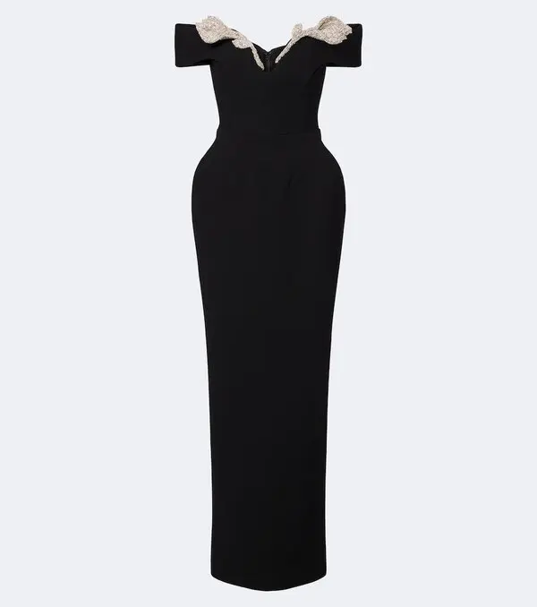 Rachel Gilbert Oscar Off-shoulder Crêpe Corset Gown - Black