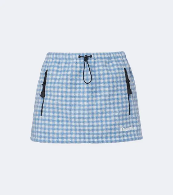 Miu Miu Gingham Miniskirt - White