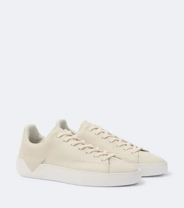 Prada Leather Lace-up Sneakers - Beige