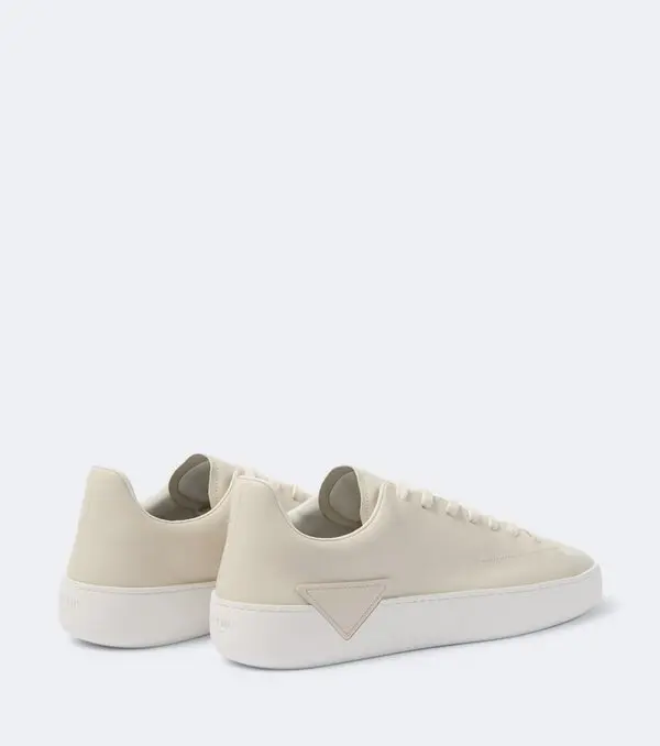 Prada Leather Lace-up Sneakers - Beige