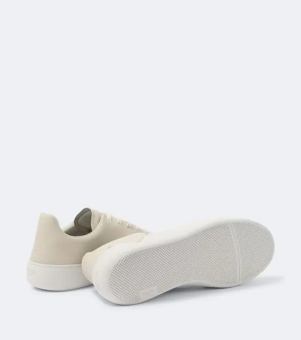 Prada Leather Lace-up Sneakers - Beige
