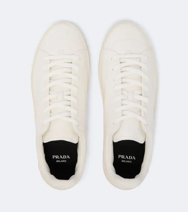 Prada Leather Lace-up Sneakers - White