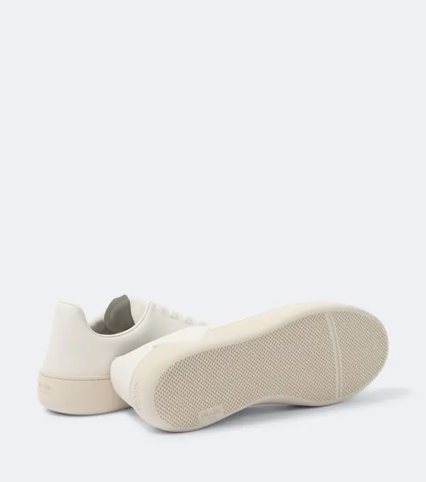 Prada Leather Lace-up Sneakers - White