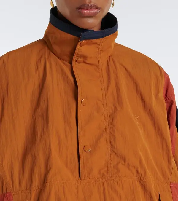 Saint Laurent Cassandre Technical Faille Jacket - Brown