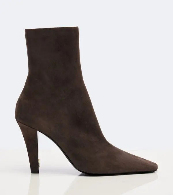 Saint Laurent Jill Suede Pointed Toe Ankle Boots