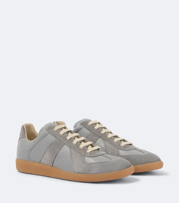 MAISON MARGIELA Replica Suede-trimmed Leather Sneakers