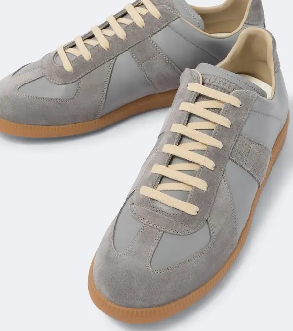 MAISON MARGIELA Replica Suede-trimmed Leather Sneakers
