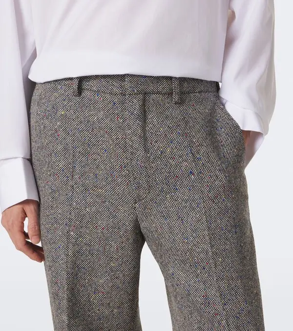 Dries Van Noten Checked Wool Straight Leg Pants