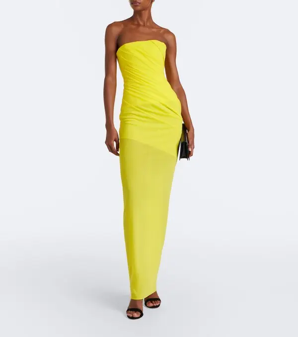 Alex Perry Ruched Mesh Bustier Gown
