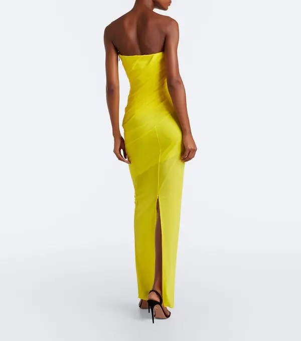 Alex Perry Ruched Mesh Bustier Gown