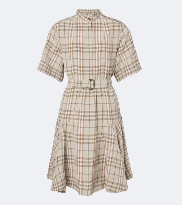 Burberry Check Belted Minidress - Beige