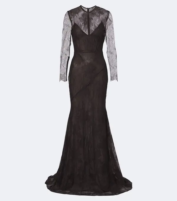 Alex Perry Lace Gown - Brown