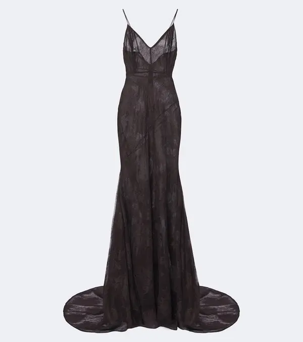 Alex Perry Lace Gown - Brown
