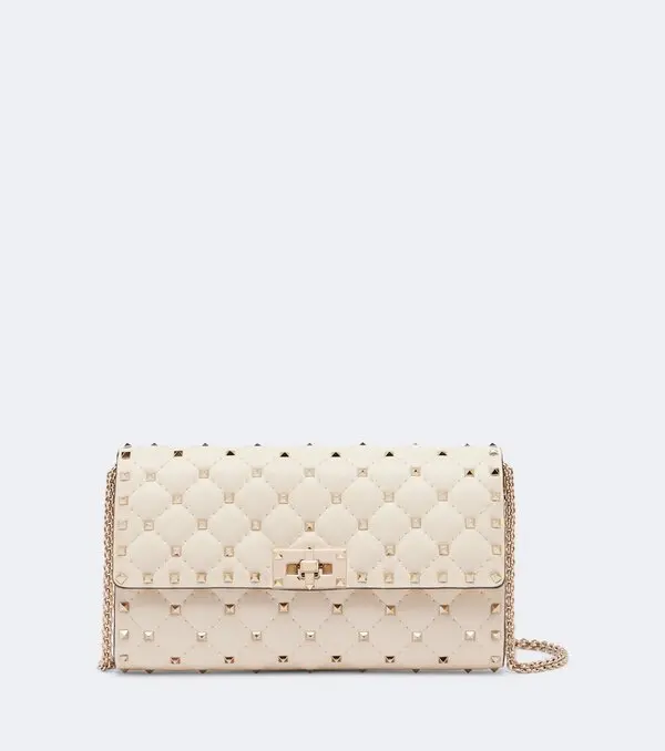 Valentino Garavani Rockstud Spike Small Leather Crossbody Bag - White