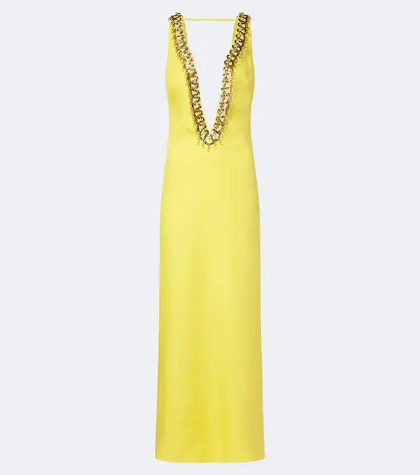 Valentino Garavani Embellished Linen Gown - Yellow