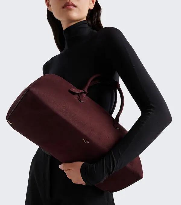 Alaïa Suede Top Handle Bag - Burgundy