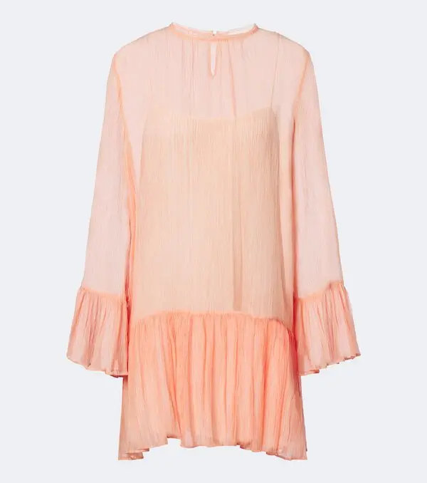 Ulla Johnson Emmeline Ruffled Silk Chiffon Minidress - Orange