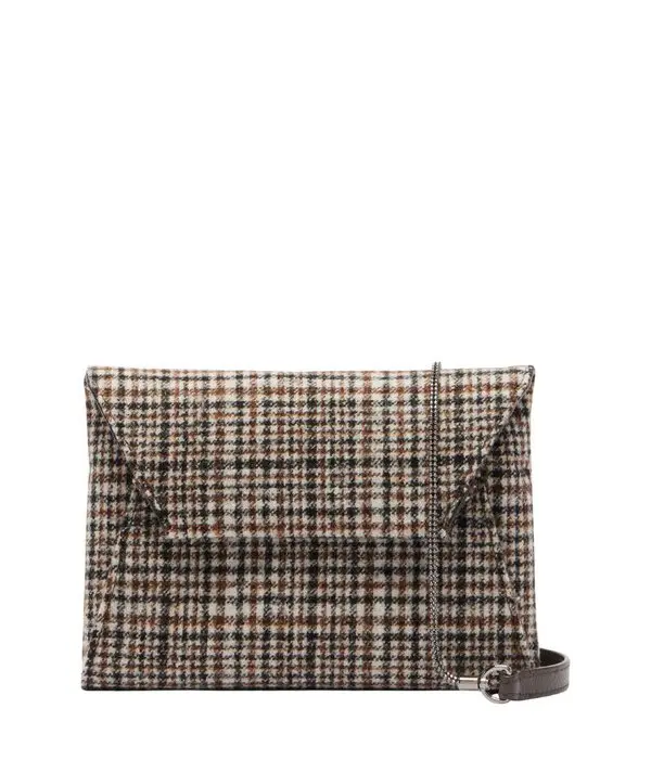 Brunello Cucinelli Monili Mini Plaid Clutch - Beige