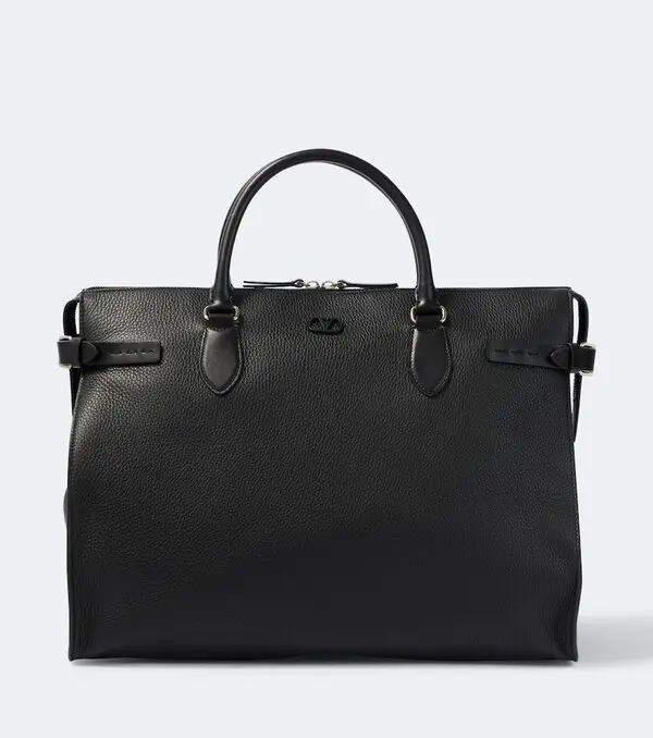 Valentino Garavani Vlogo Leather Briefcase - Black