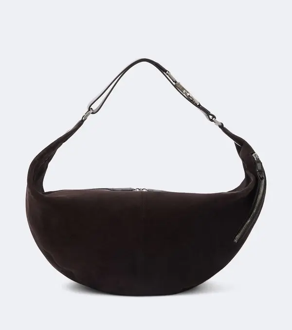 LEMAIRE Quiver Clip Suede Shoulder Bag - Brown