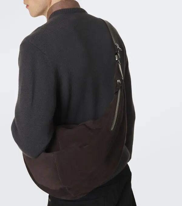 LEMAIRE Quiver Clip Suede Shoulder Bag - Brown