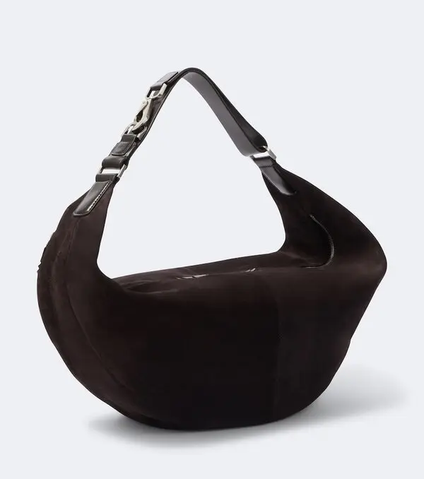 LEMAIRE Quiver Clip Suede Shoulder Bag - Brown