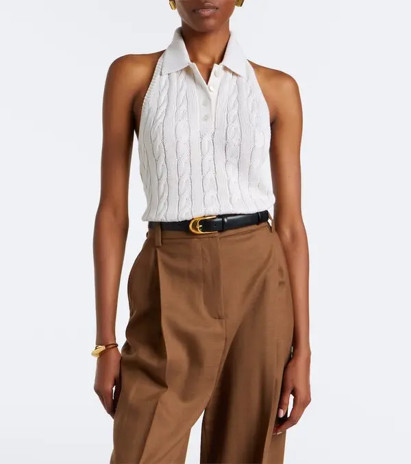 Ralph Lauren Cable-knit Silk Top