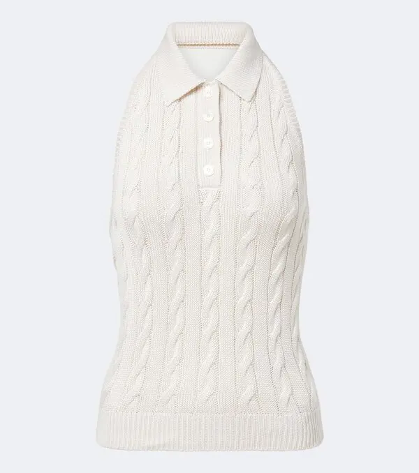 Ralph Lauren Cable-knit Silk Halter Top - White