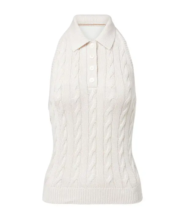 Ralph Lauren Cable-knit Silk Halter Top - White