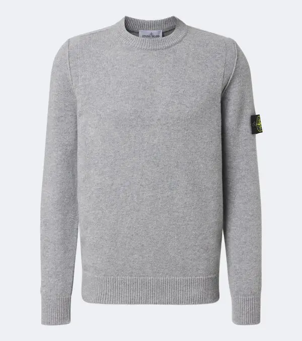 Stone Island Compass Badge Wool-blend Sweater - Grey