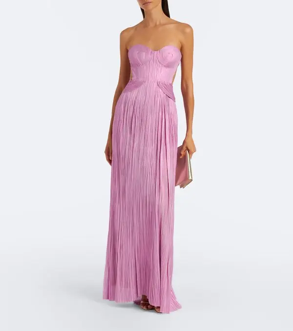 MARIA LUCIA HOHAN Kamina Metallic Silk Corset Gown - Pink