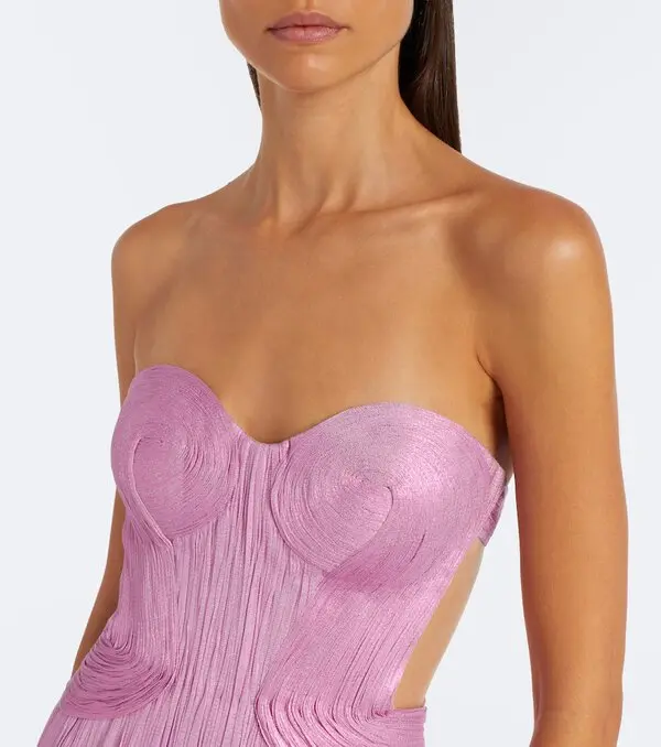MARIA LUCIA HOHAN Kamina Metallic Silk Corset Gown - Pink