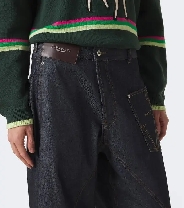 JW Anderson Embroidered Wide-leg Jeans - Blue